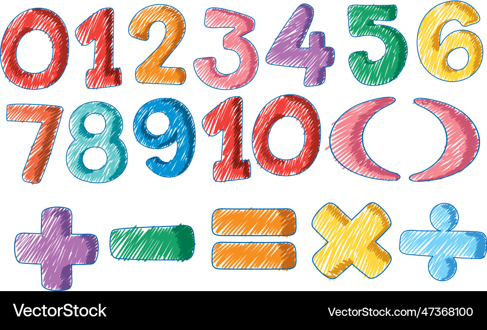 Basic maths symbols and numbers Royalty Free Vector Image