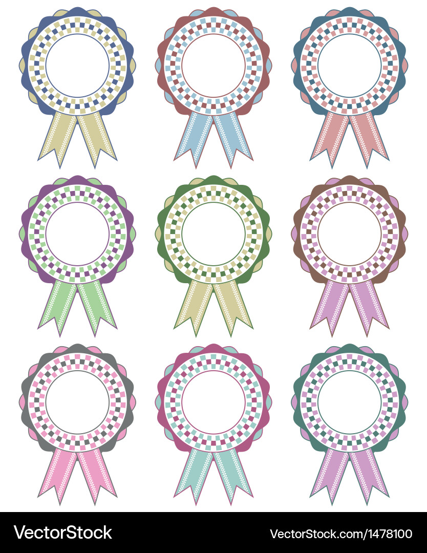 Colorful Rosette Set Royalty Free Vector Image