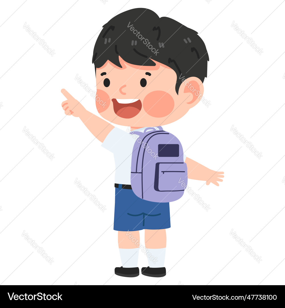 Cute boy student point cartoon Royalty Free Vector Image