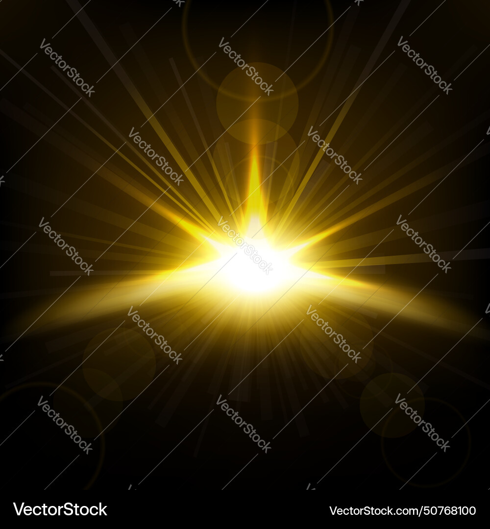 Gold rays rising from horizon Royalty Free Vector Image