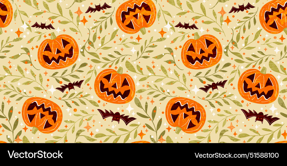 Halloween pumpkin seamless pattern Royalty Free Vector Image