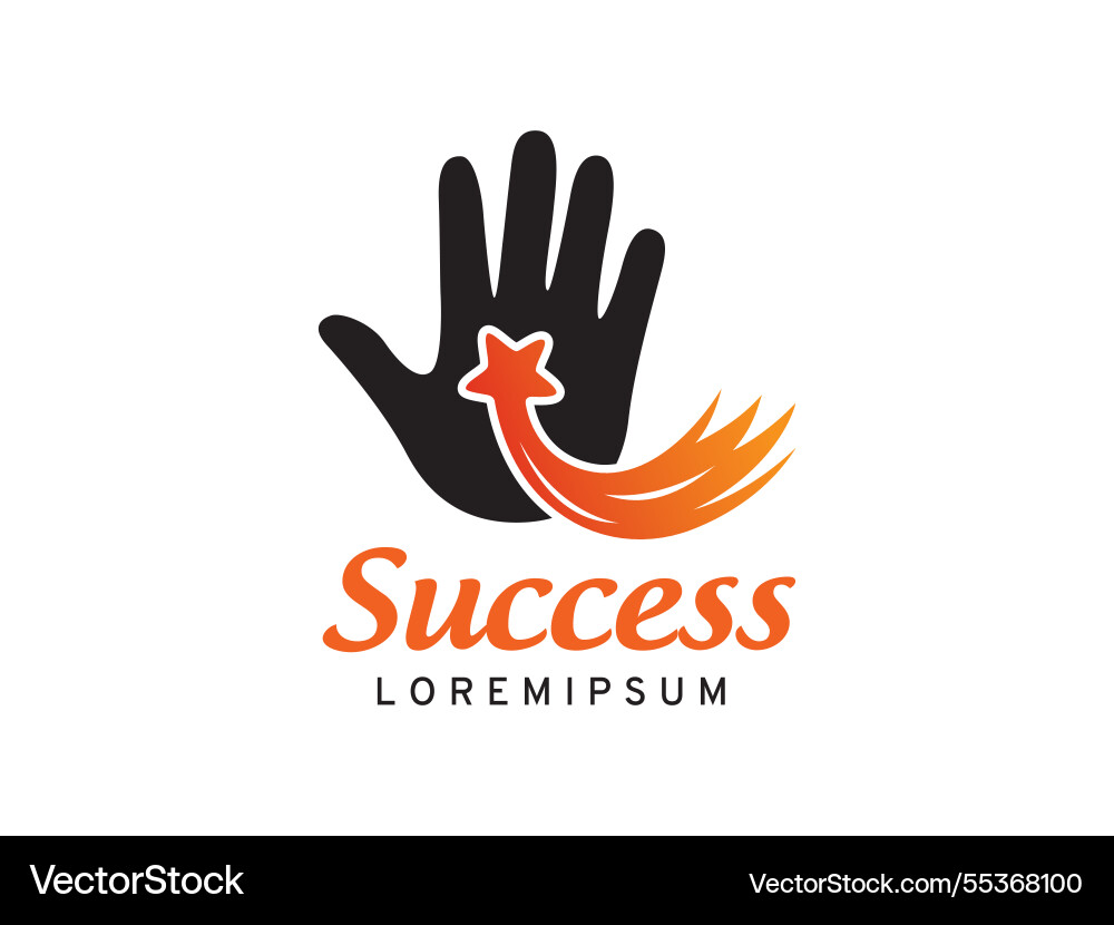 Hand and star logo symbol or icon template Vector Image