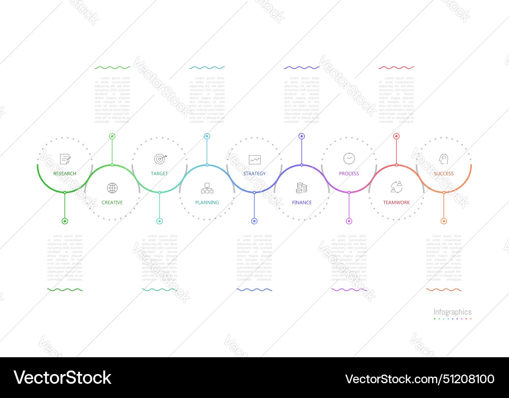 Infographic 9 options design elements Royalty Free Vector