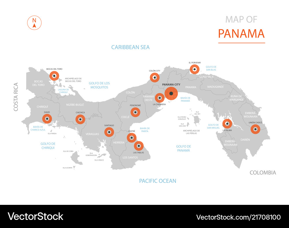 Panama map with administrative divisions Vector Image