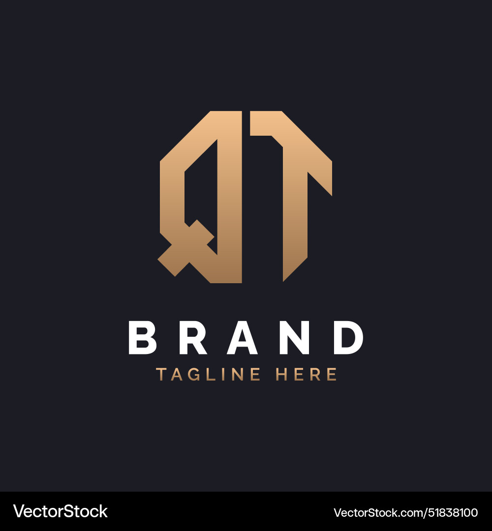 Qt logo design modern minimal elegant and luxury Vector Image