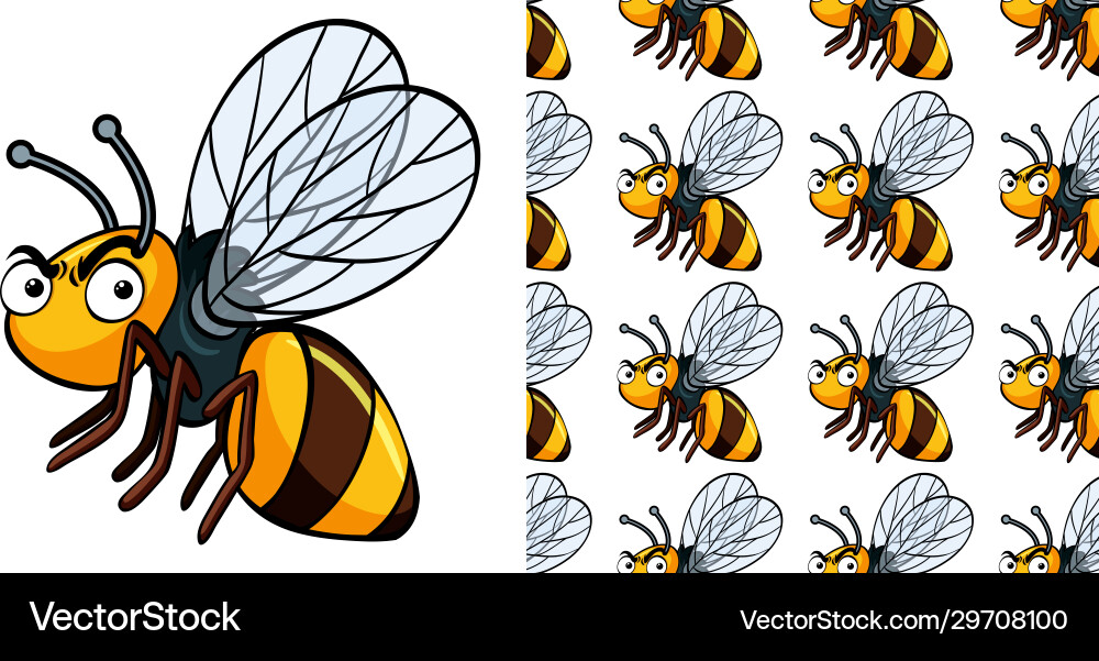 Seamless background design with angry bee Vector Image