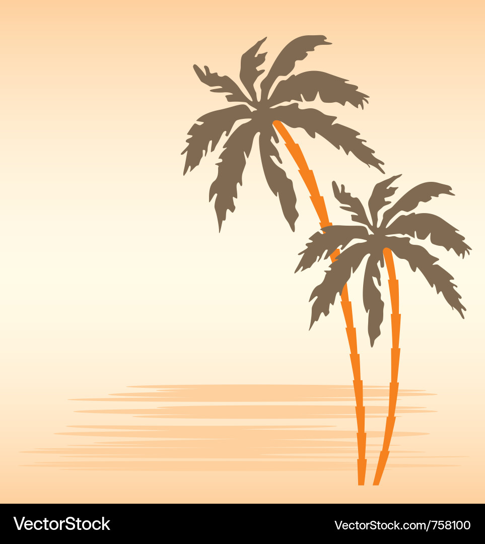 Tropical beach with palm trees Royalty Free Vector Image