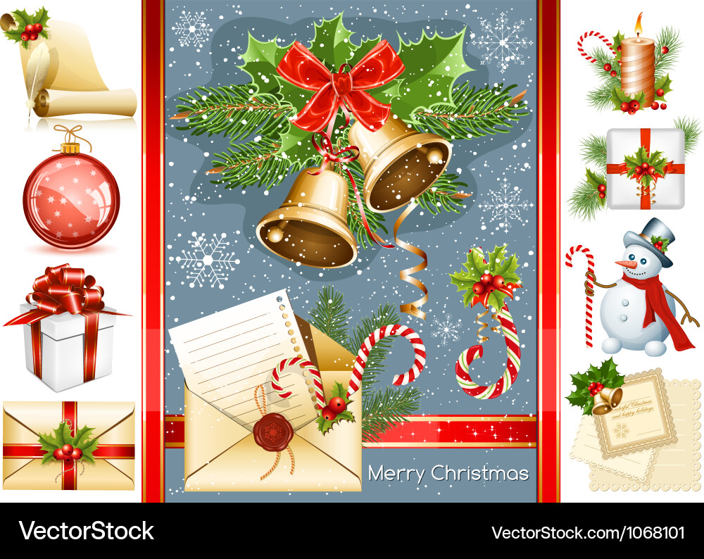 Big collection of christmas objects Royalty Free Vector