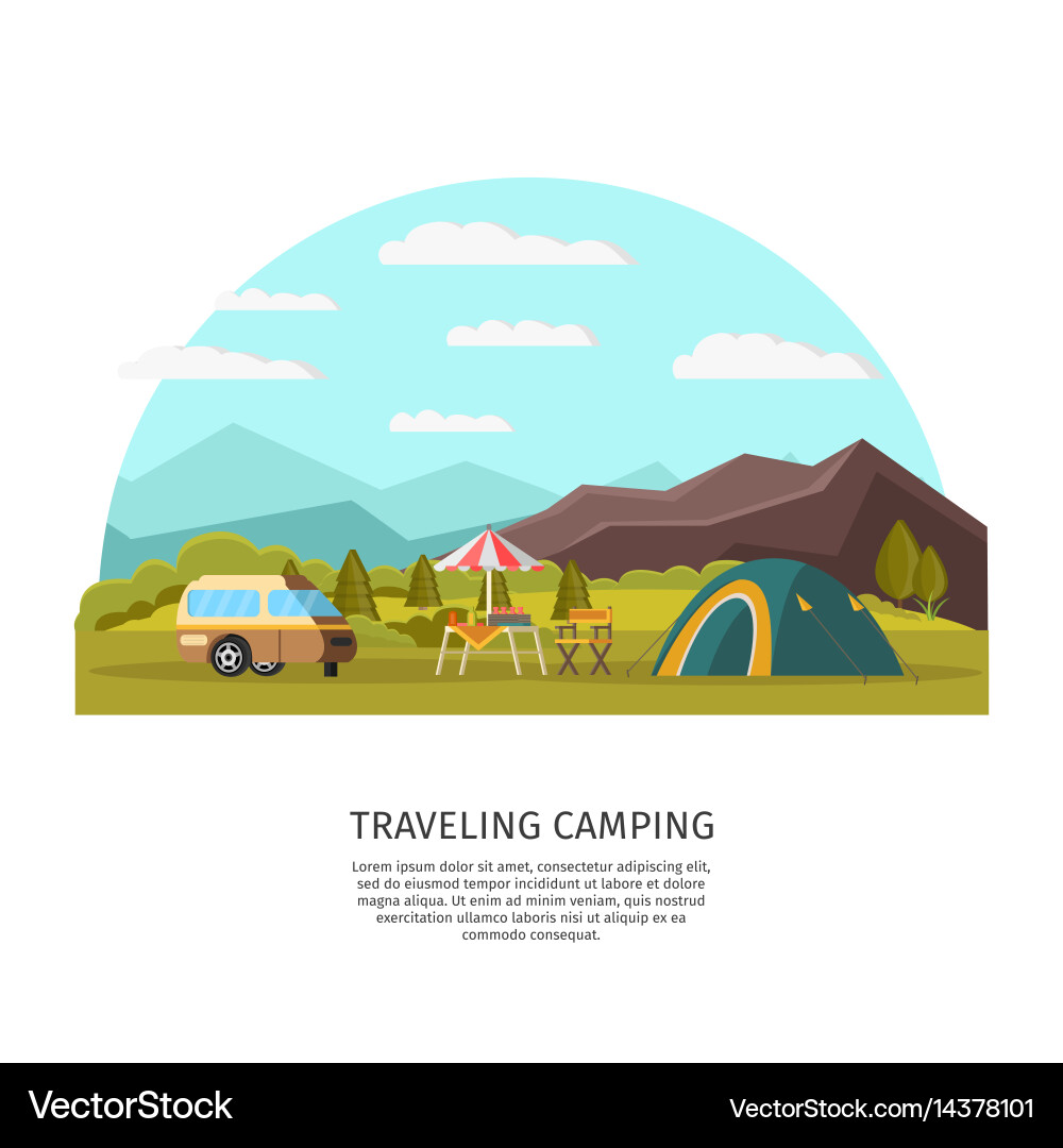 Colorful camping concept Royalty Free Vector Image