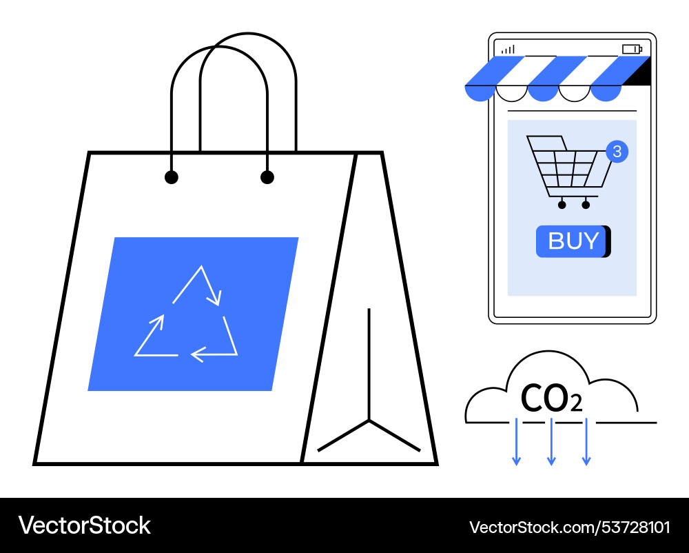 Environmentally-friendly online shopping and its Vector Image
