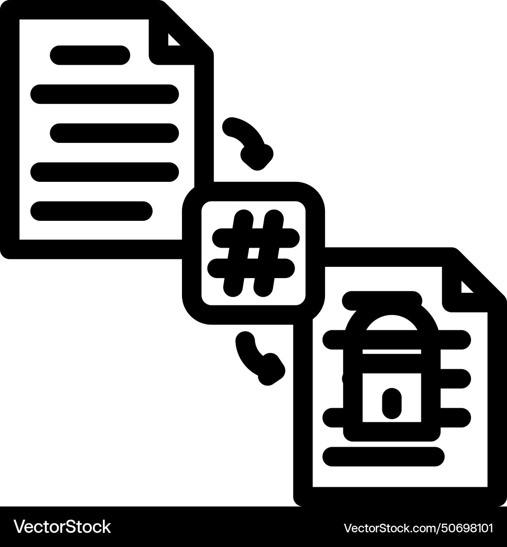 Hashing algorithm line icon Royalty Free Vector Image Hashing algorithm line icon Royalty Free Vector Image