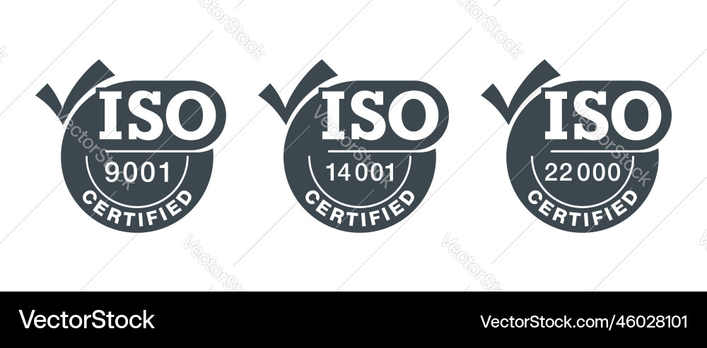 Iso certified stamps with big check mark Vector Image