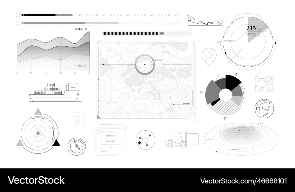 Set of infographic elements about geolocation Vector Image