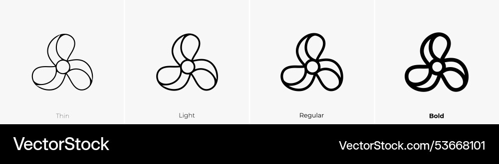 Ship propeller icon thin light regular and bold Vector Image