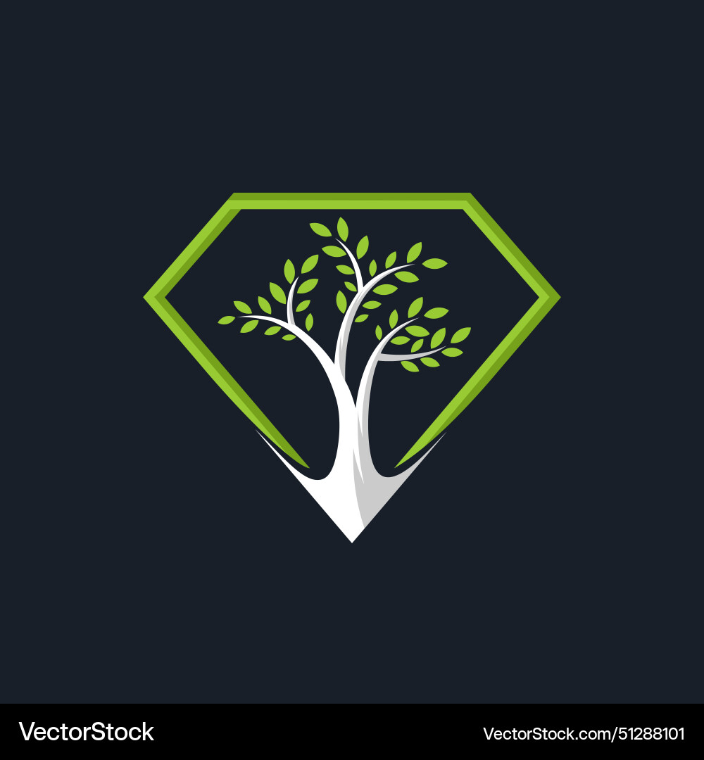 Tree logo with diamond concept Royalty Free Vector Image