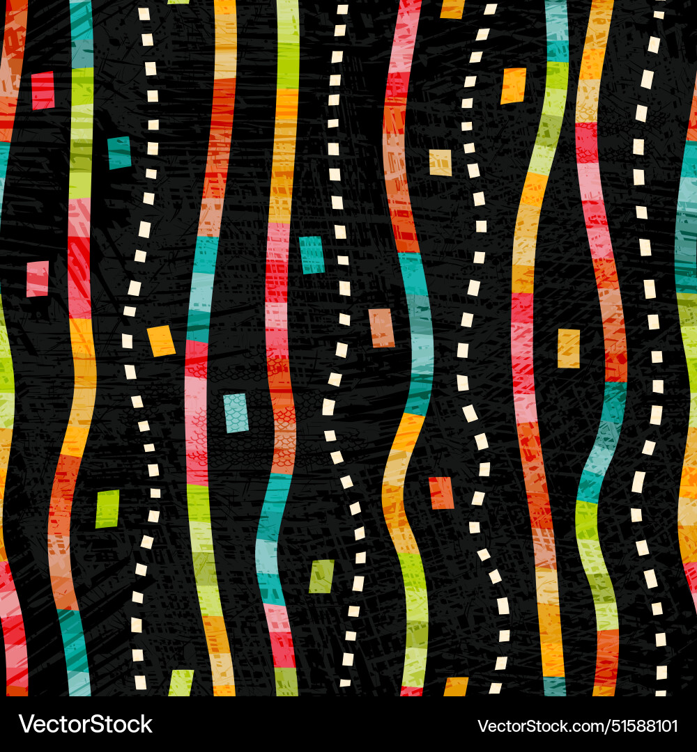 Vibrant wave stripes abstract seamless pattern Vector Image