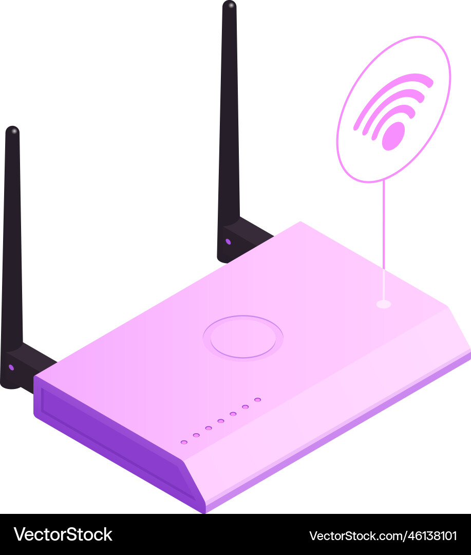 Wireless router isometric composition Royalty Free Vector