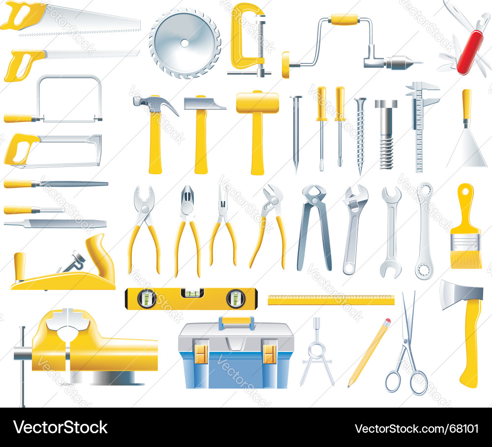 Woodworker tools icon set Royalty Free Vector Image