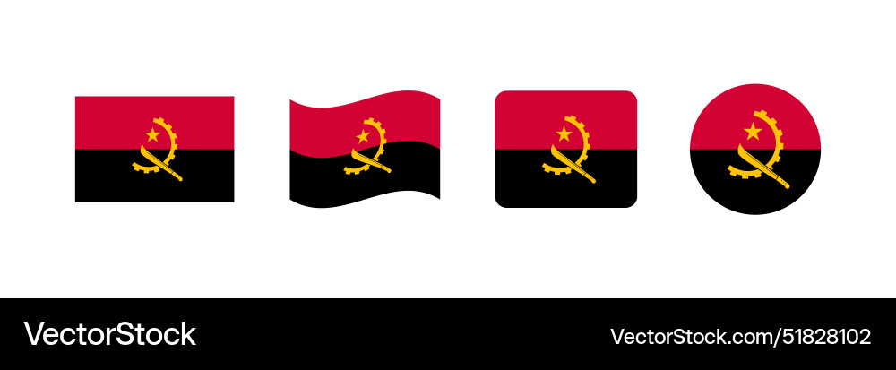 Angola flag set of flags collection Royalty Free Vector