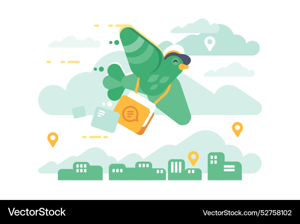 Bird mail delivery Royalty Free Vector Image - VectorStock