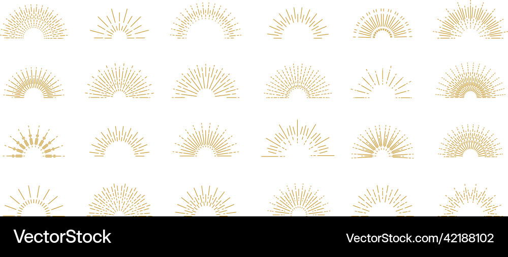 Boho Rising Sun Outline Royalty Free Vector Image