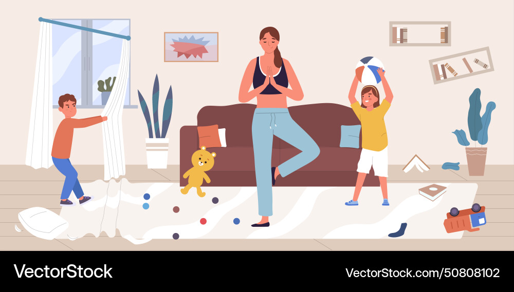 Children bad behavior flat composition Royalty Free Vector