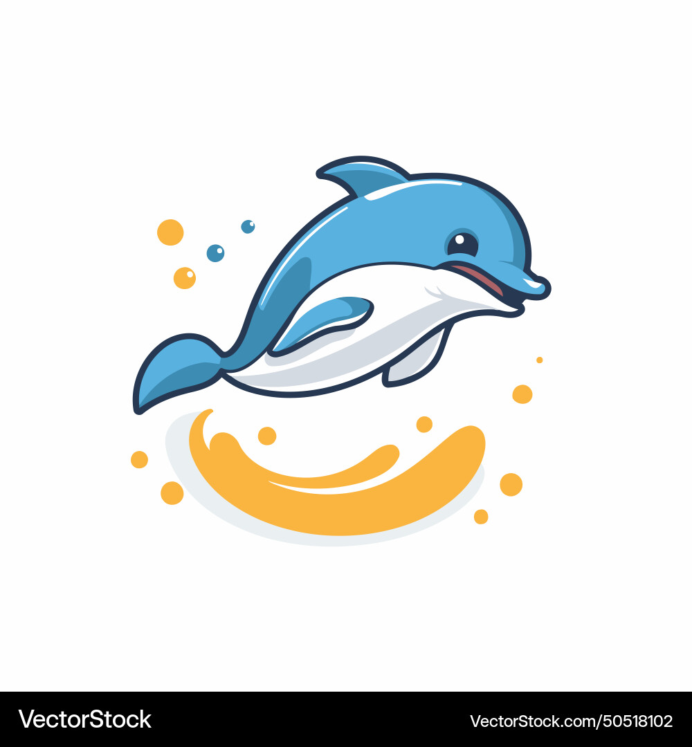 Cute dolphin logo design template sea and ocean Vector Image