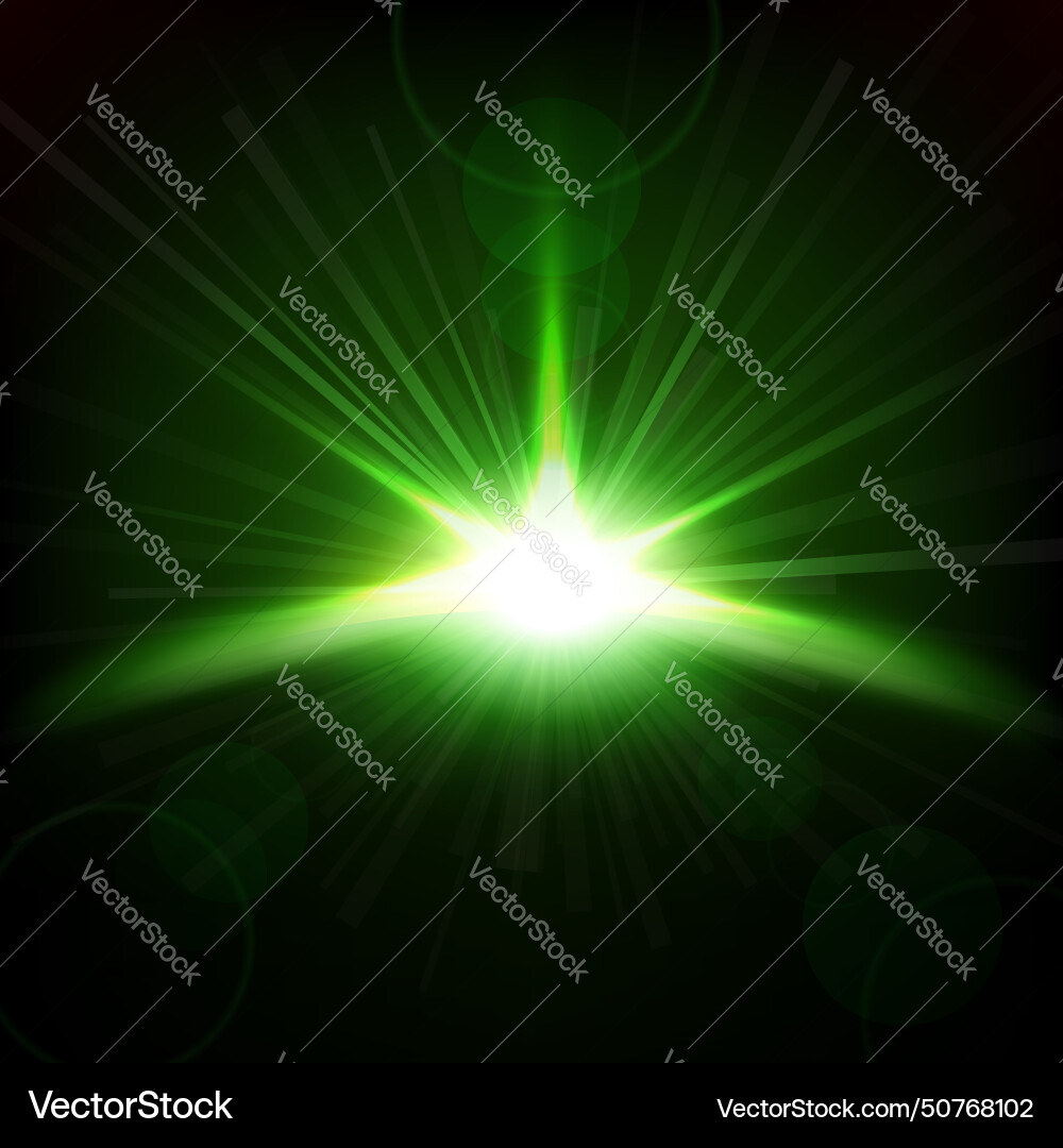 Green rays rising from horizon Royalty Free Vector Image