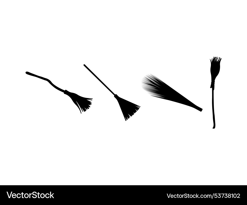 Group of broom stick silhouette design Royalty Free Vector