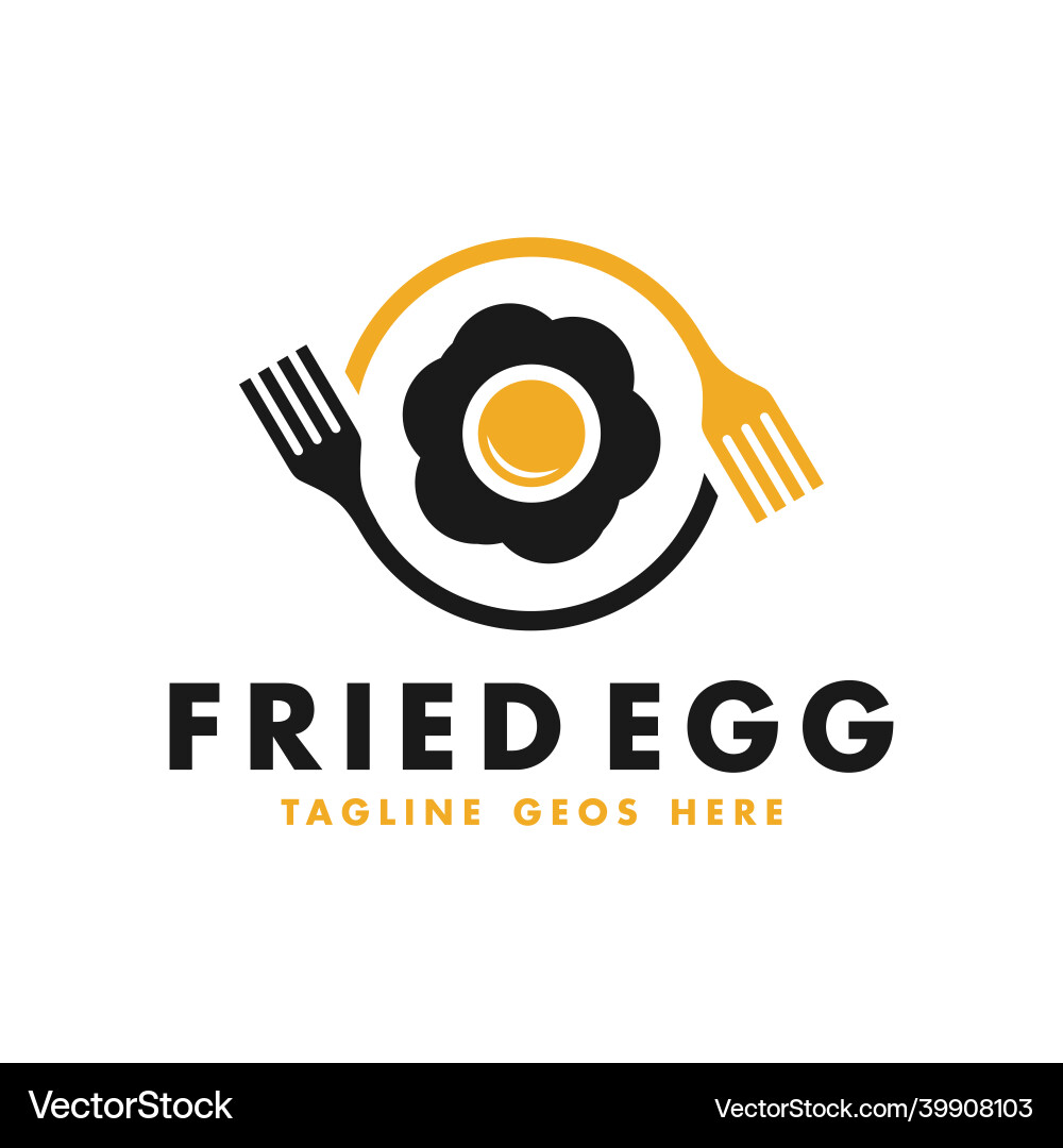 Fried egg food logo design Royalty Free Vector Image