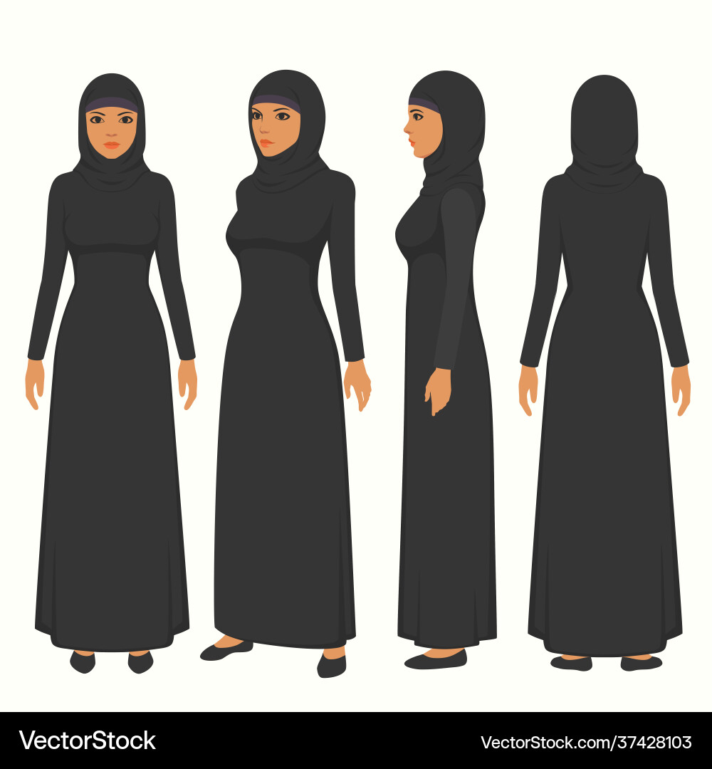 Front side and back view islamic person Royalty Free Vector