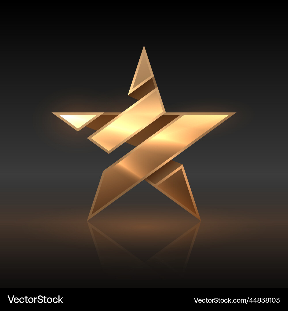 Golden star geometric shape on black background Vector Image