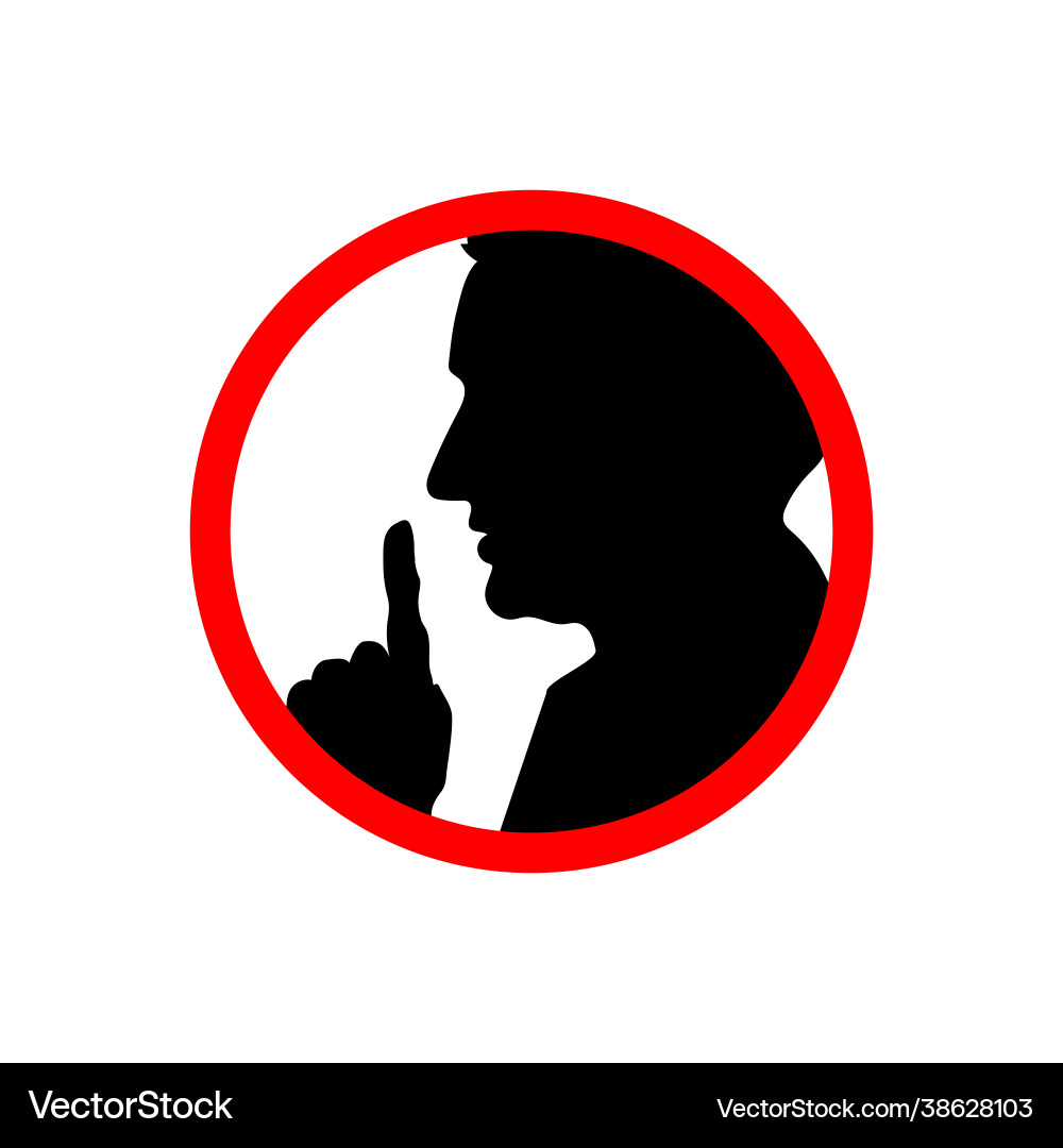 Man face profile with hand shhh forbidden icon Vector Image