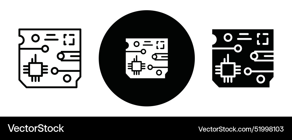 Pcb outline icon collection or set thin line Vector Image