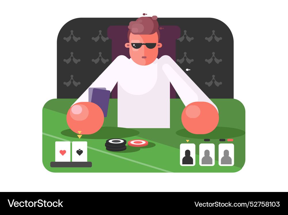 Poker player at table Royalty Free Vector Image