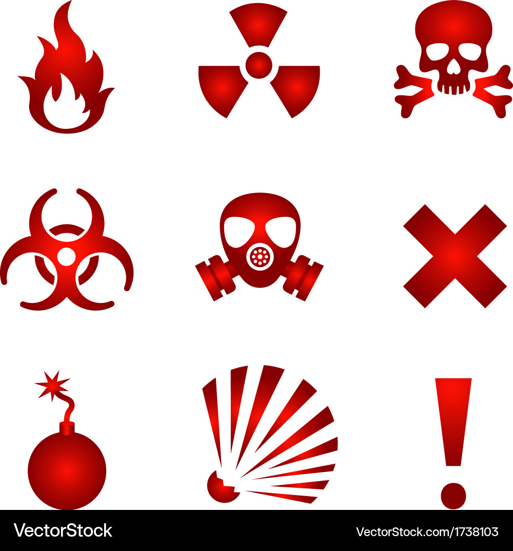 Red warning icons Royalty Free Vector Image - VectorStock
