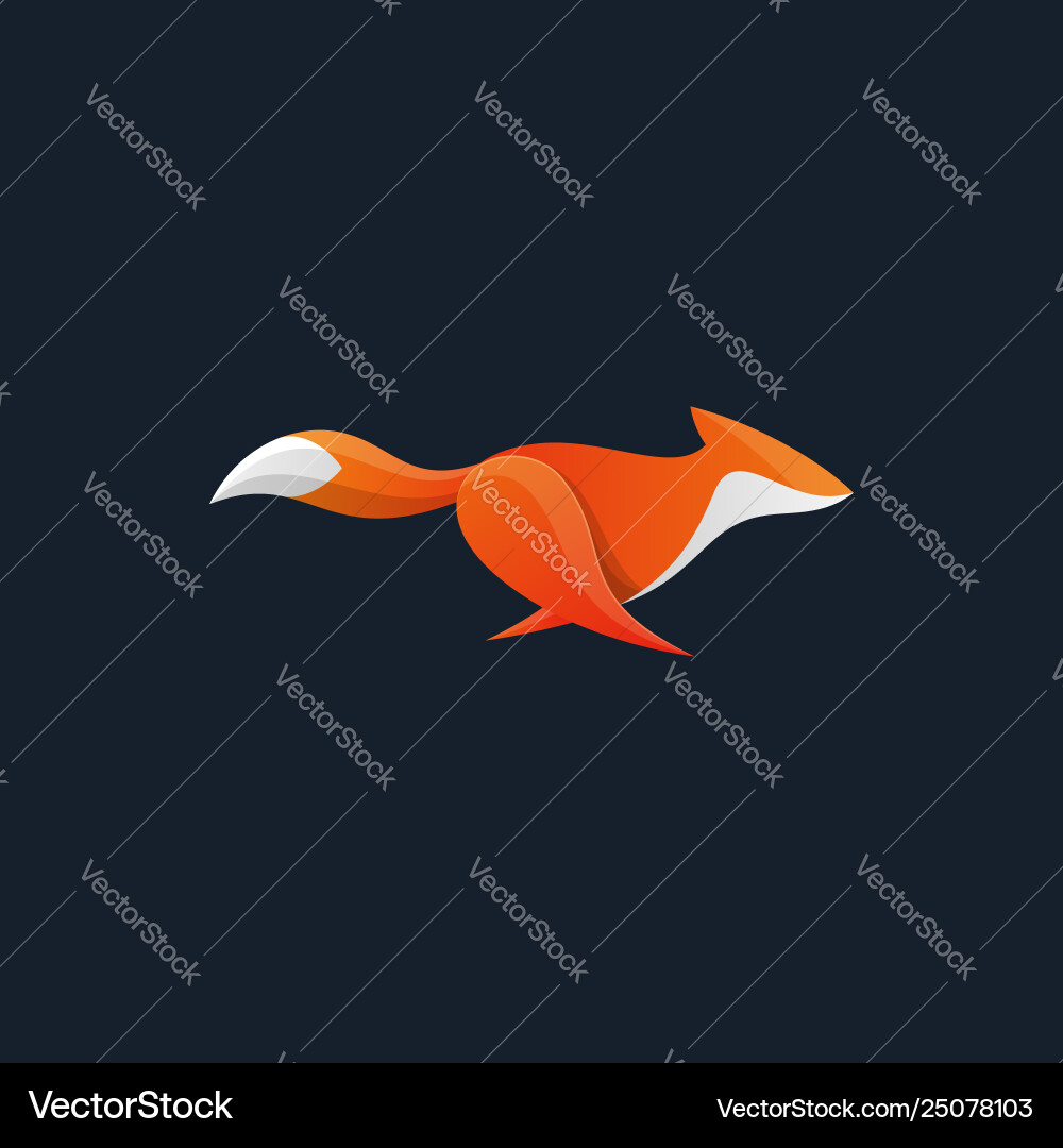 Running fox design concept template Royalty Free Vector