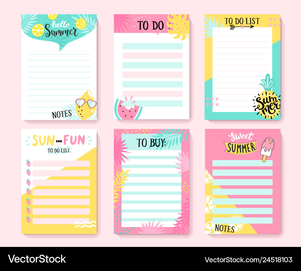 Templates for notes to do and buy lists Royalty Free Vector