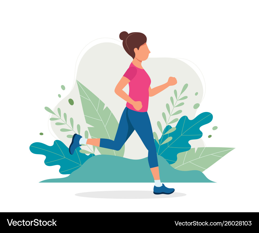 Woman running in park Royalty Free Vector Image