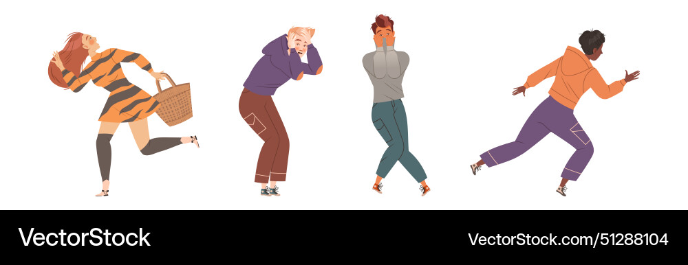 Afraid people character scared and terrified dodge