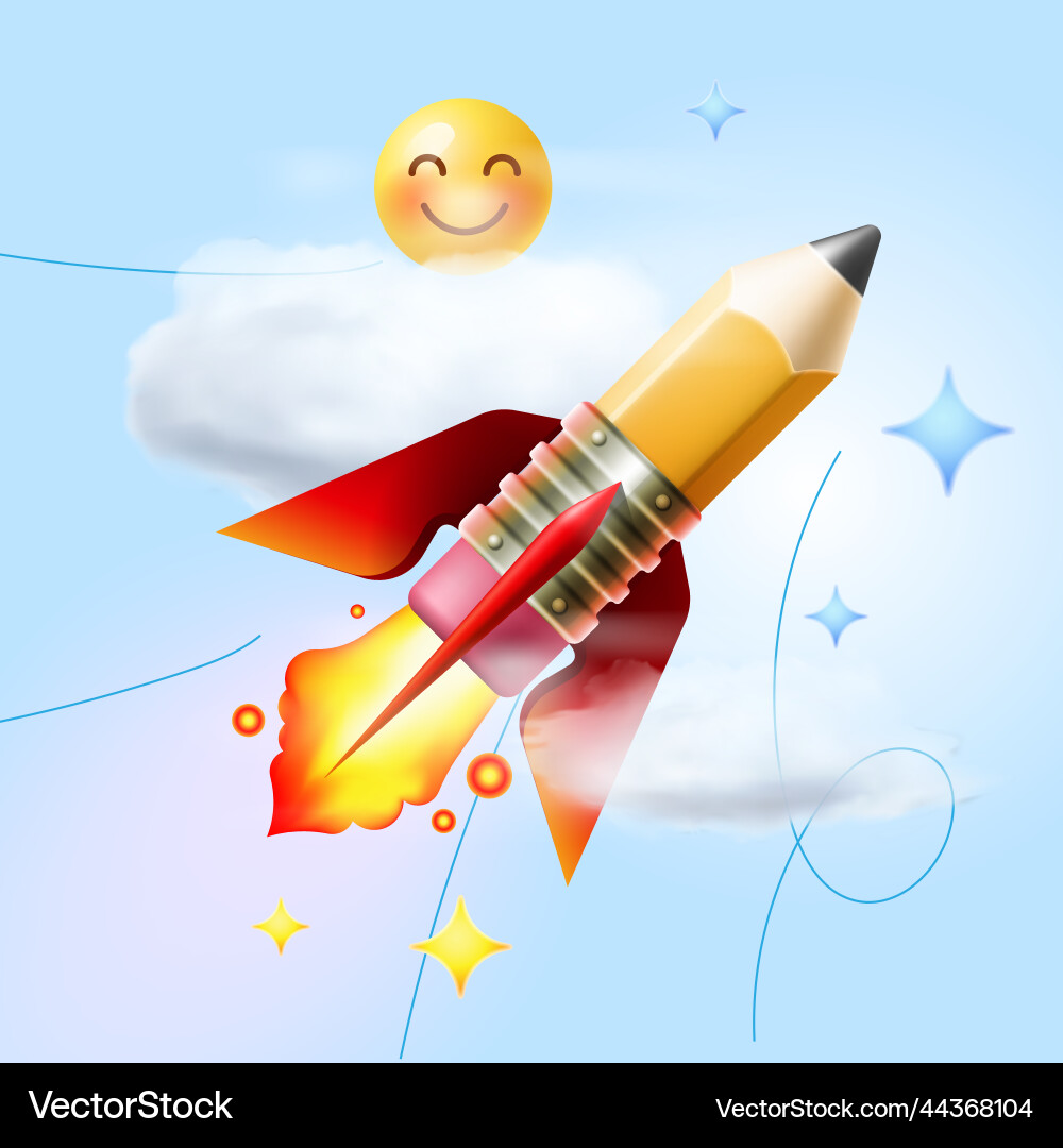Back to school poster with flying rocket template Vector Image