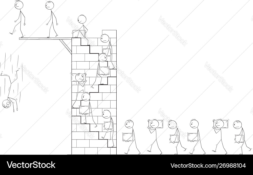 Cartoon workers carrying stone blocks Royalty Free Vector