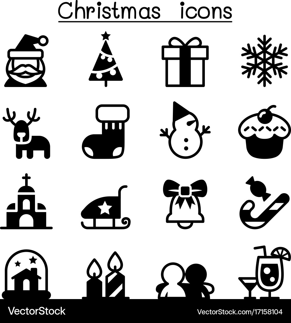 Christmas icon set Royalty Free Vector Image - VectorStock