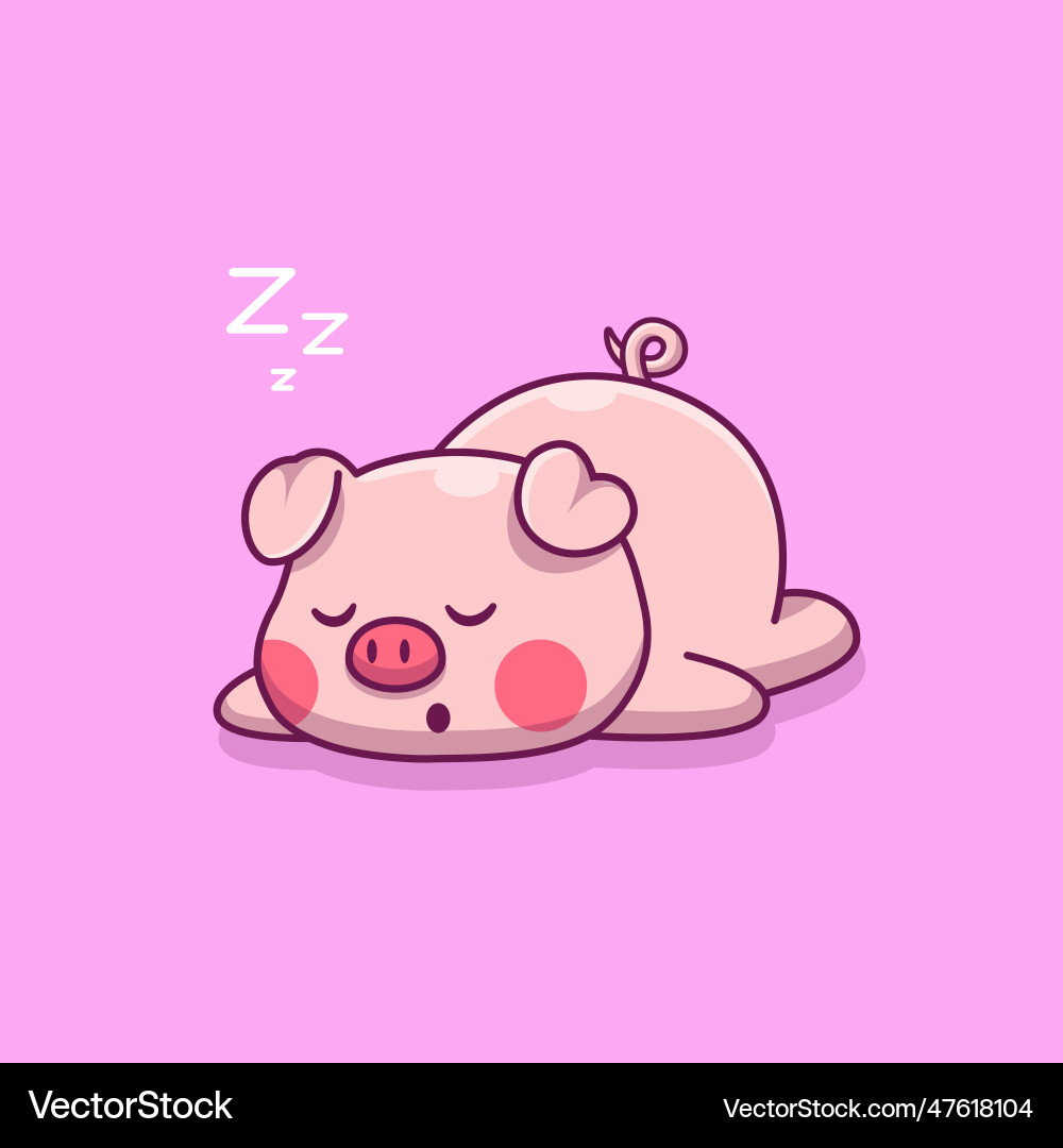 Cute pig sleeping cartoon Royalty Free Vector Image