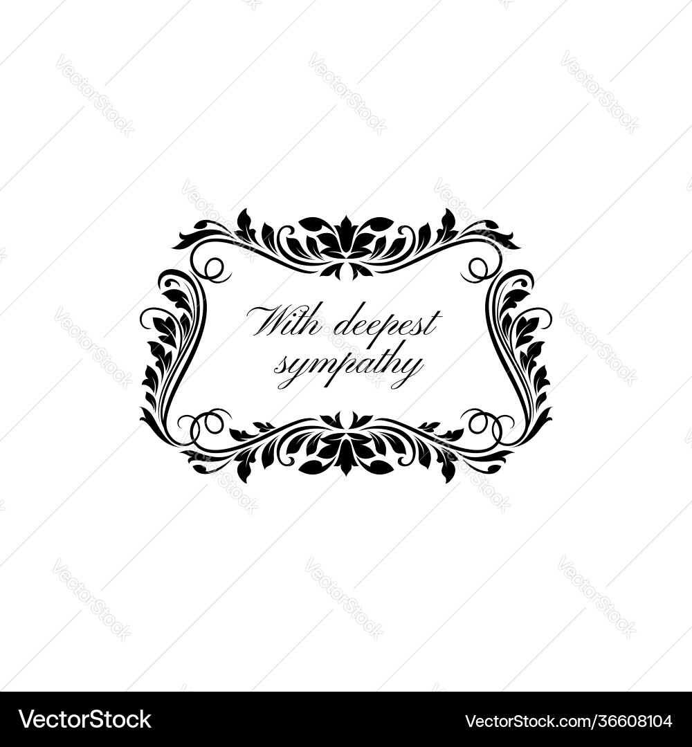 Gravestone funeral lettering floral border frame Vector Image