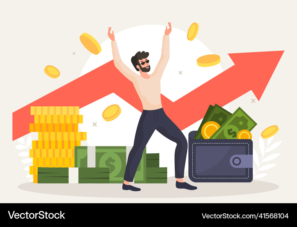 Rich banker celebrating Royalty Free Vector Image