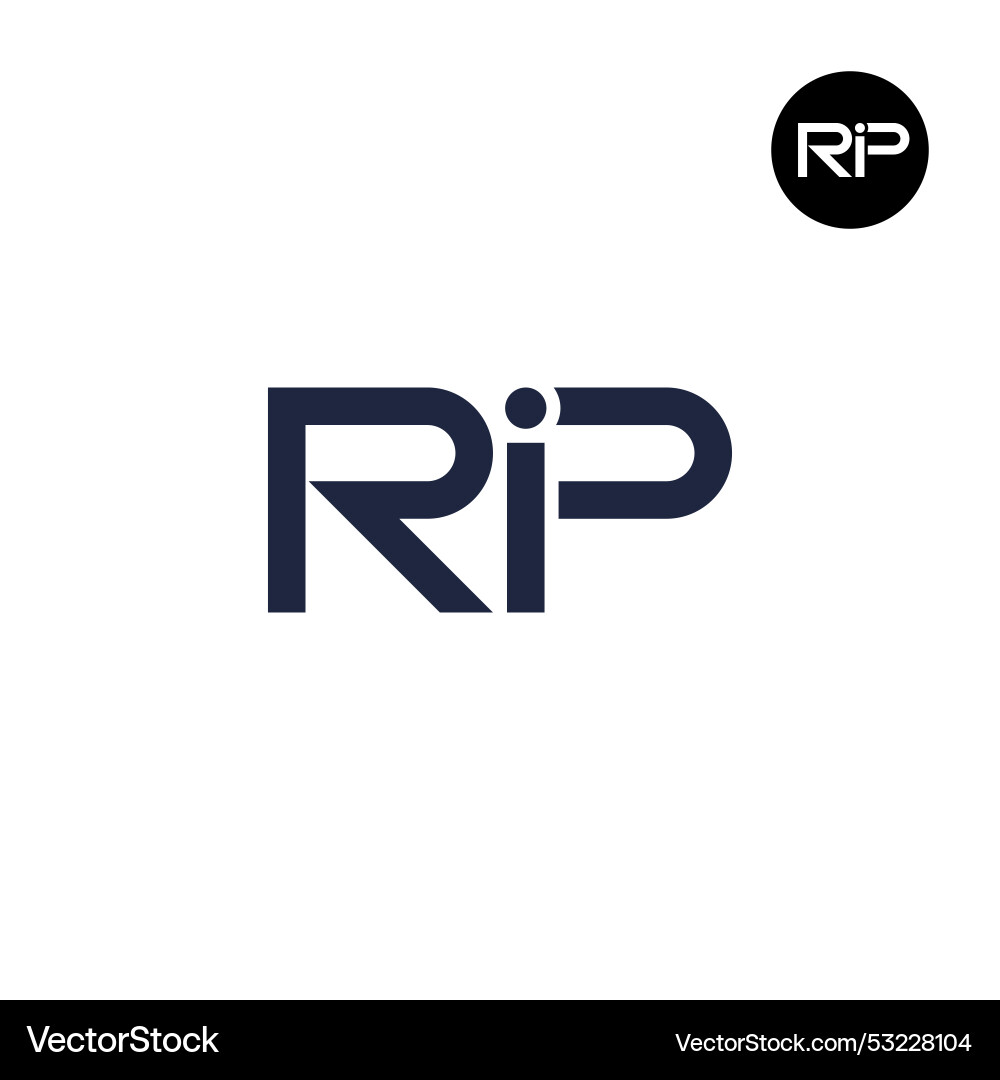 Rip logo letter monogram design Royalty Free Vector Image