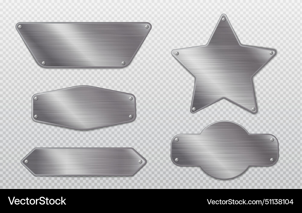 Steel metal tag plate with borders and rivets Vector Image