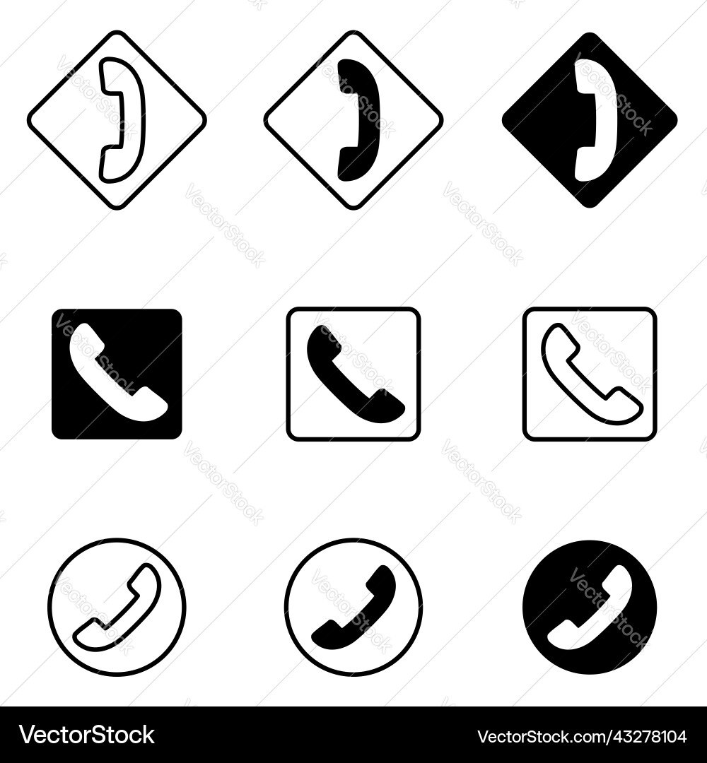 Telephone icon set flat Royalty Free Vector Image