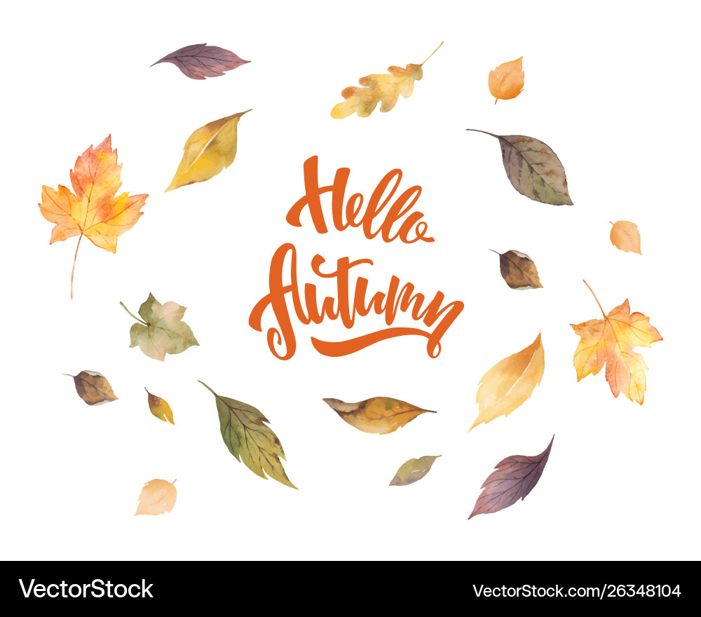 Watercolor card with hand lettering hello Vector Image